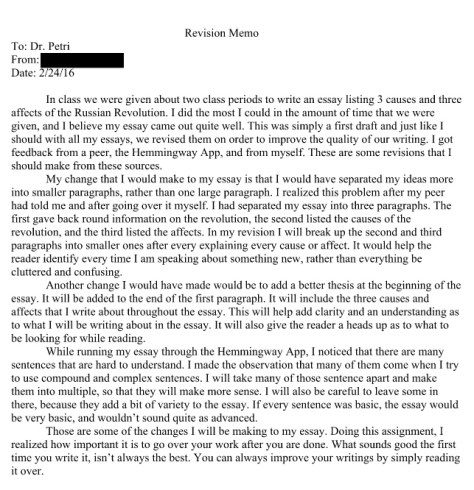 Revision Memo Examples | HistoryRewriter